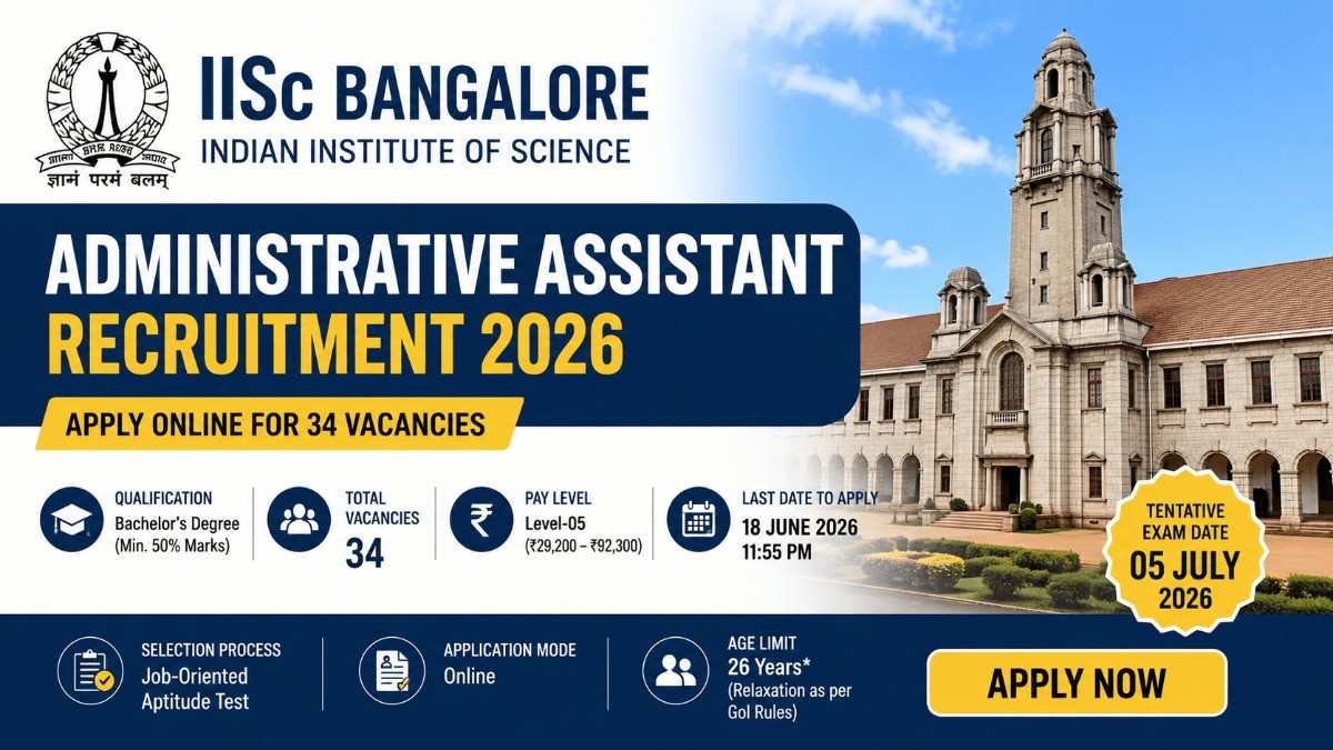 IISc Administrative Assistant Recruitment 2026 ⋆ csestudy247